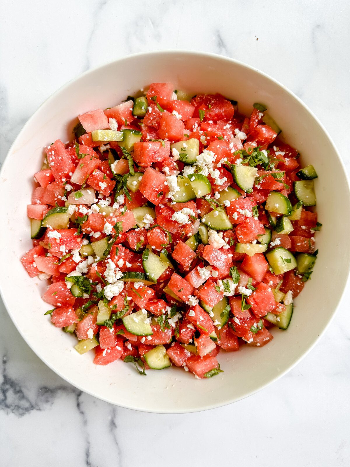 Watermelon Salad with Cucumber, Feta and Honey-Lime Dressing - the ...